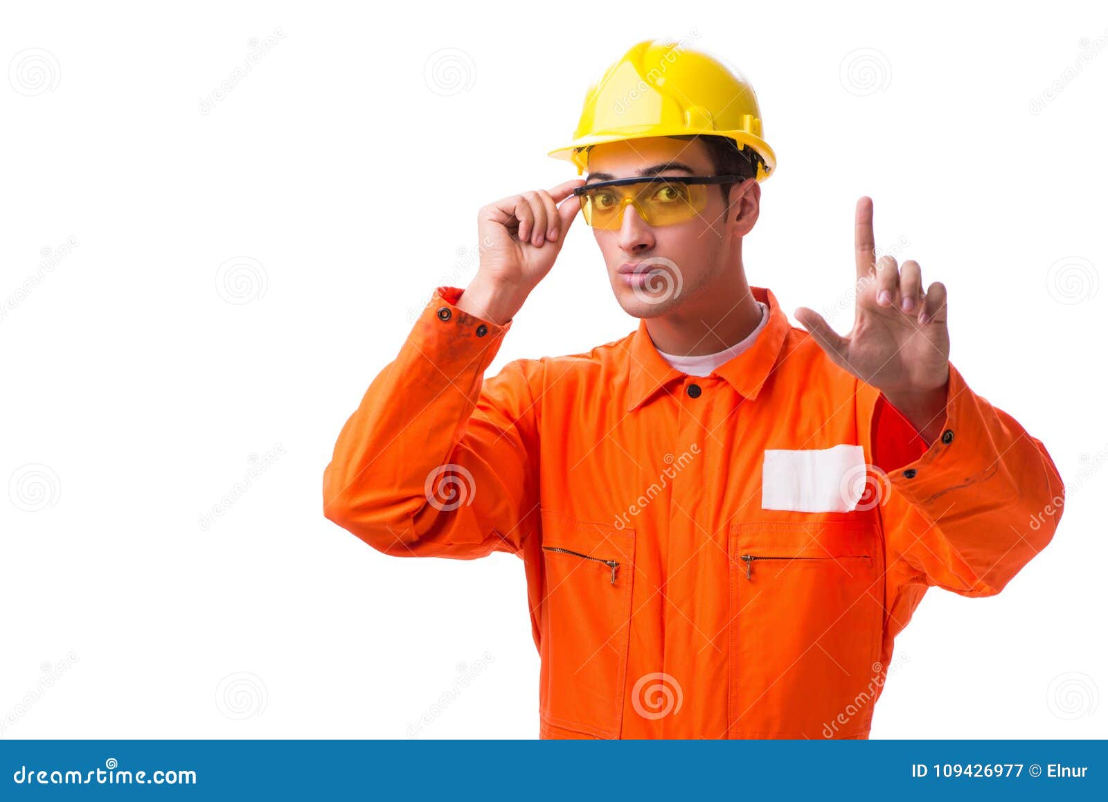 The Construction Worker Wearing Hard Hat Isolated on White Stock Image ...