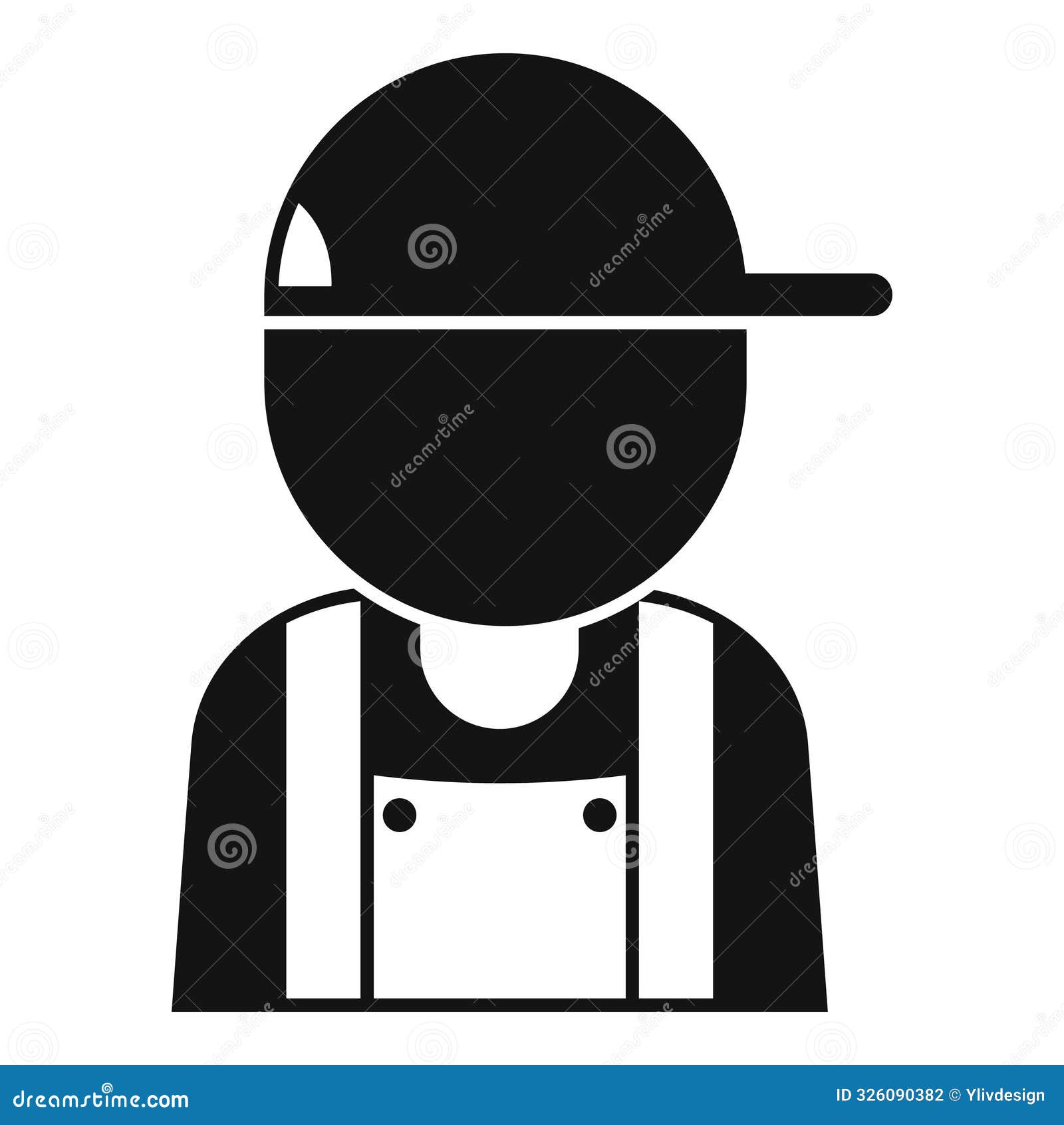 Construction Worker Wearing Overalls and Baseball Cap Icon Stock Vector ...