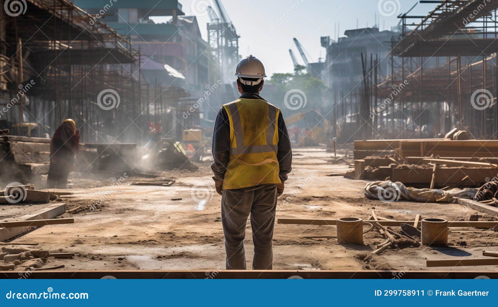 Construction Worker Wearing Safety Equipment at Construction Site Stock ...