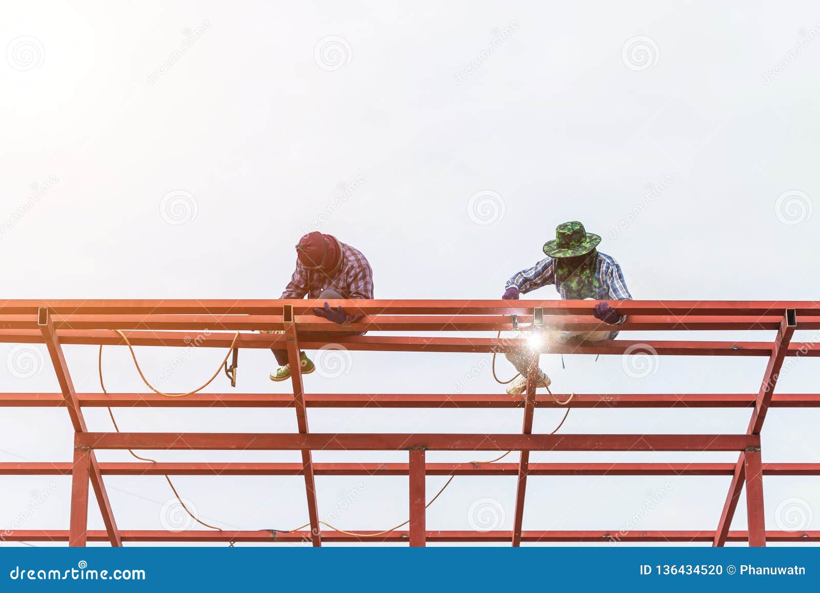 Construction Worker Welding Steel for Roof Structure Editorial Image ...