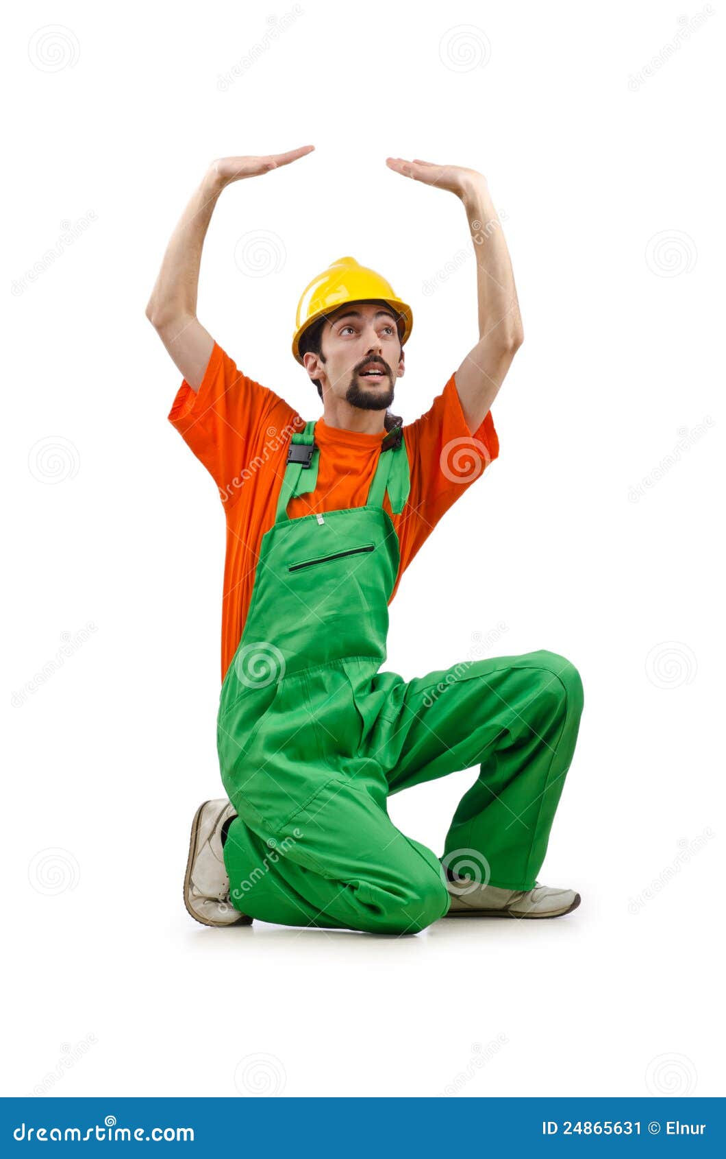 Construction Worker on White Stock Image - Image of contractor ...