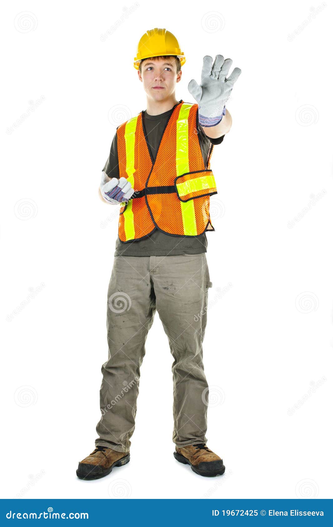 Construction Worker on White Background Stock Image - Image of person ...