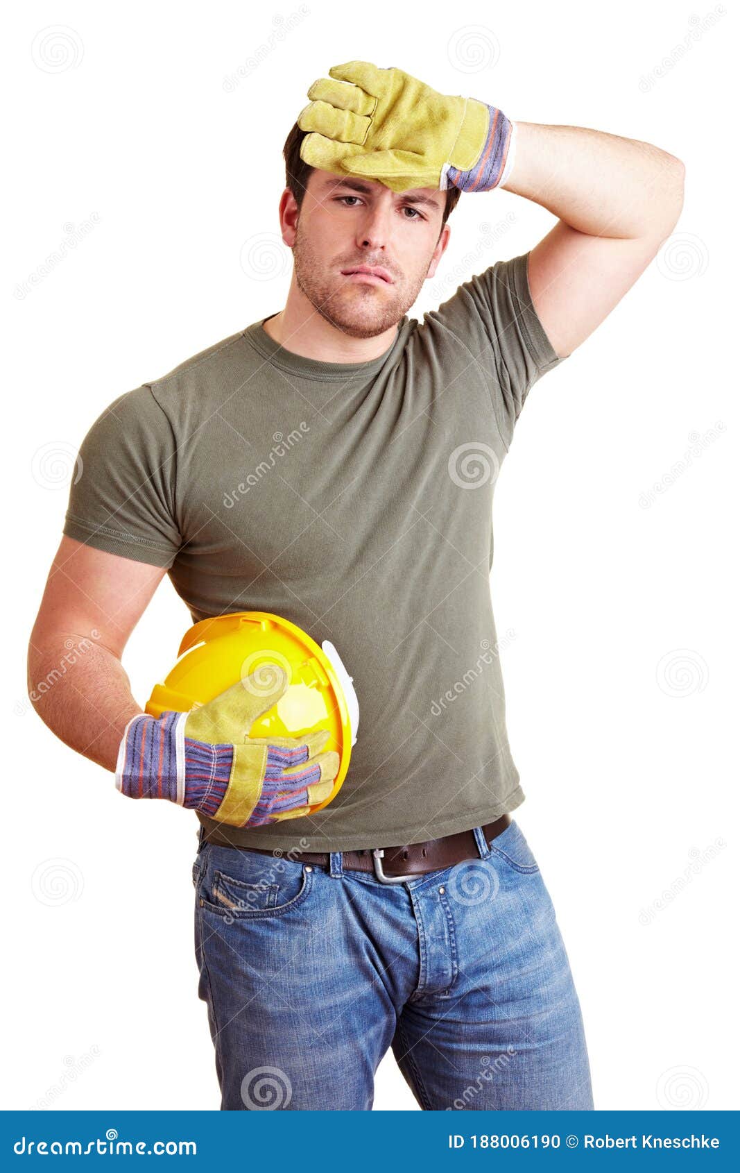 Construction Worker Wipes His Forehead Stock Photo - Image of forehead ...