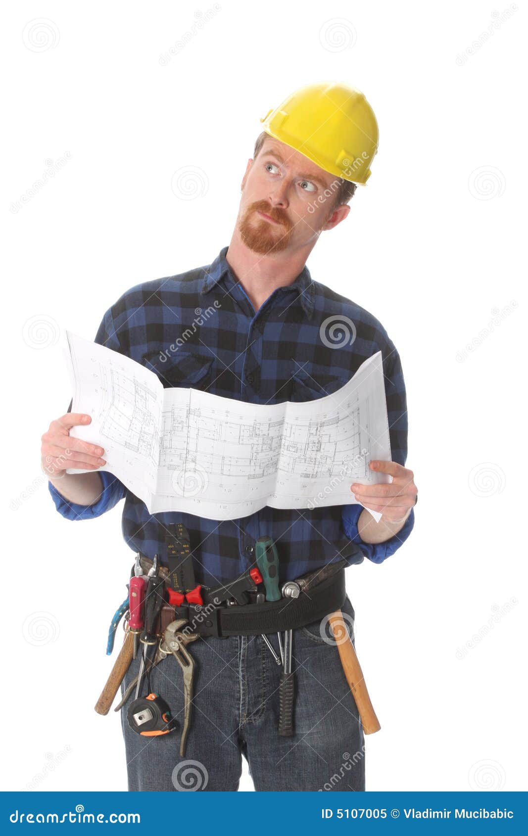 Construction Worker Wonderfully Looking Up Stock Image - Image of ...