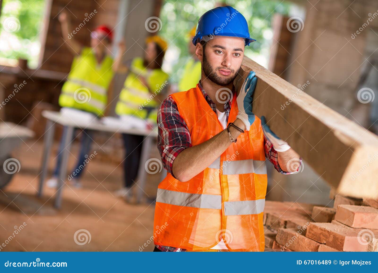 Construction Worker Work at Building Site Stock Image - Image of ...