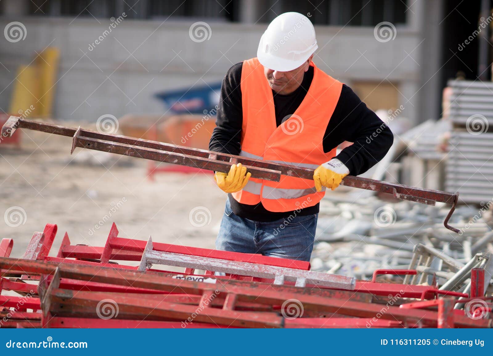 Construction Worker at Work Stock Image - Image of male, helmet: 116311205