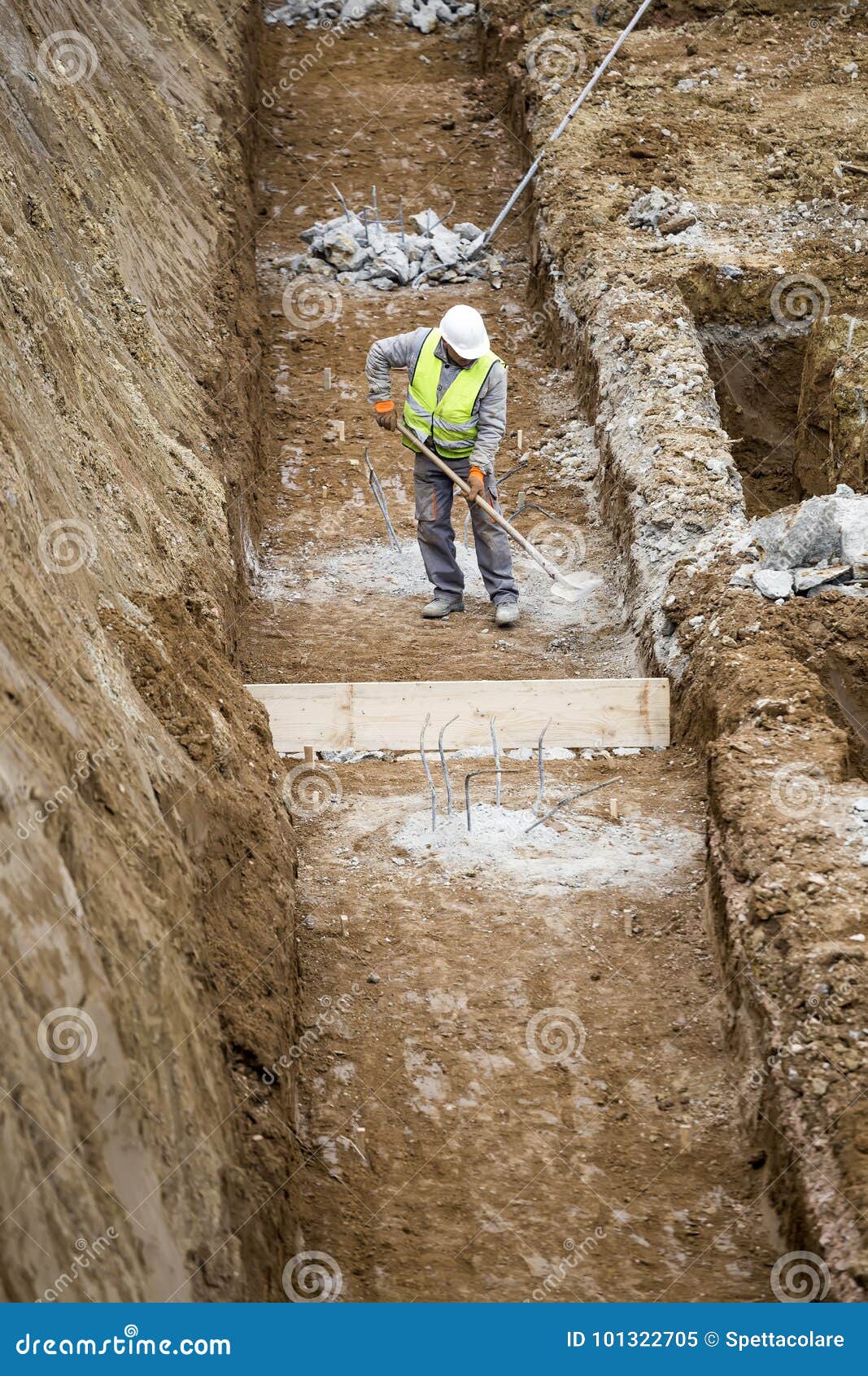 Construction Worker Working on Building Foundation Editorial Image ...
