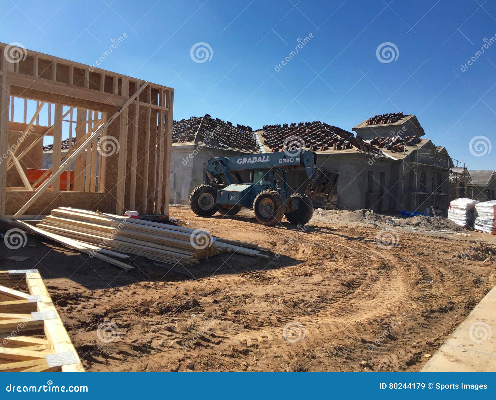 Construction Worker Working on the Framing Process for a New a House ...