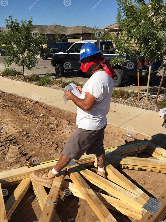 Construction Worker Working on the Framing Process for a New a House ...