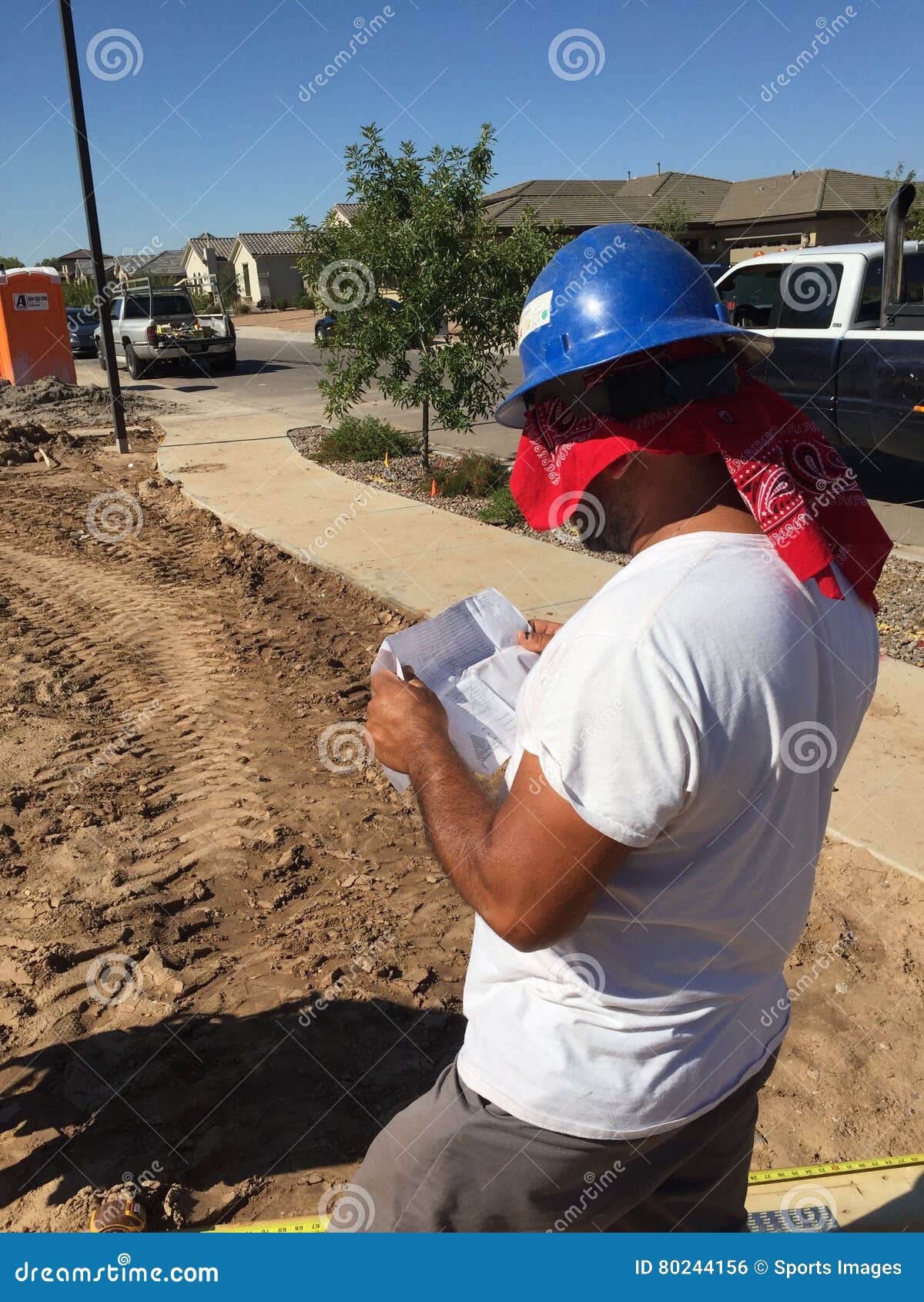 Construction Worker Working on the Framing Process for a New a House ...