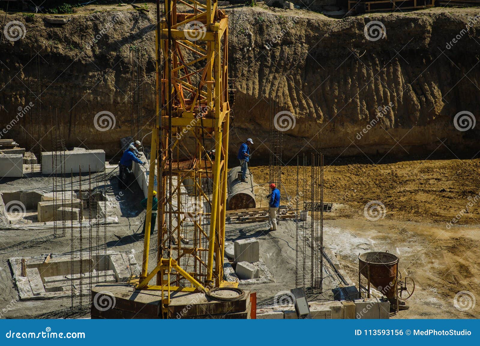 Construction Worker Working a Construction Site. Stock Photo - Image of ...