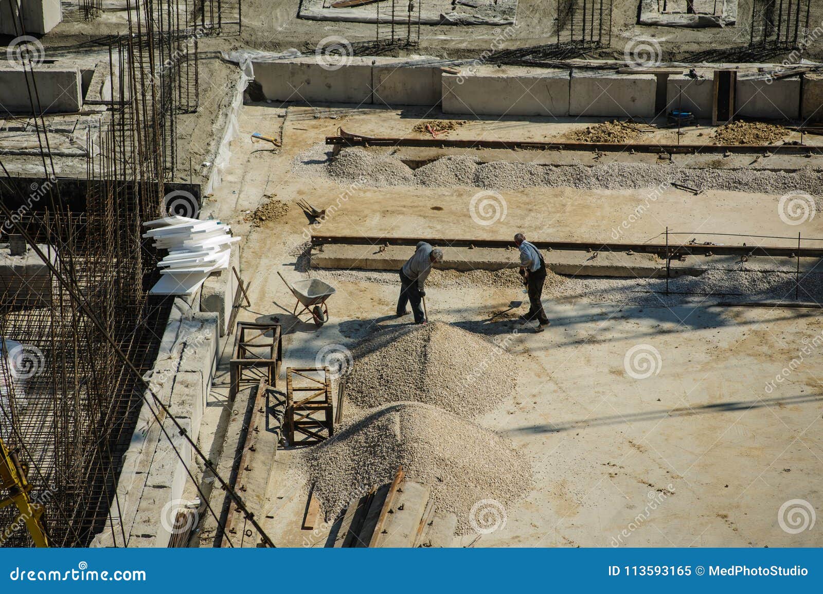 Construction Worker Working a Construction Site. Stock Image - Image of ...