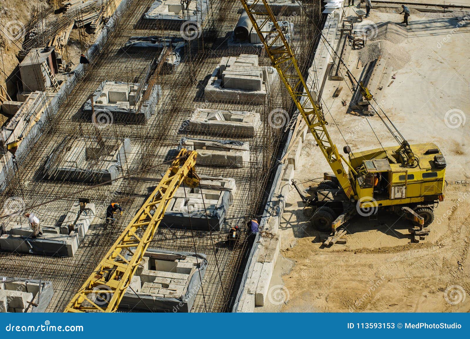 Construction Worker Working a Construction Site. Stock Image - Image of ...