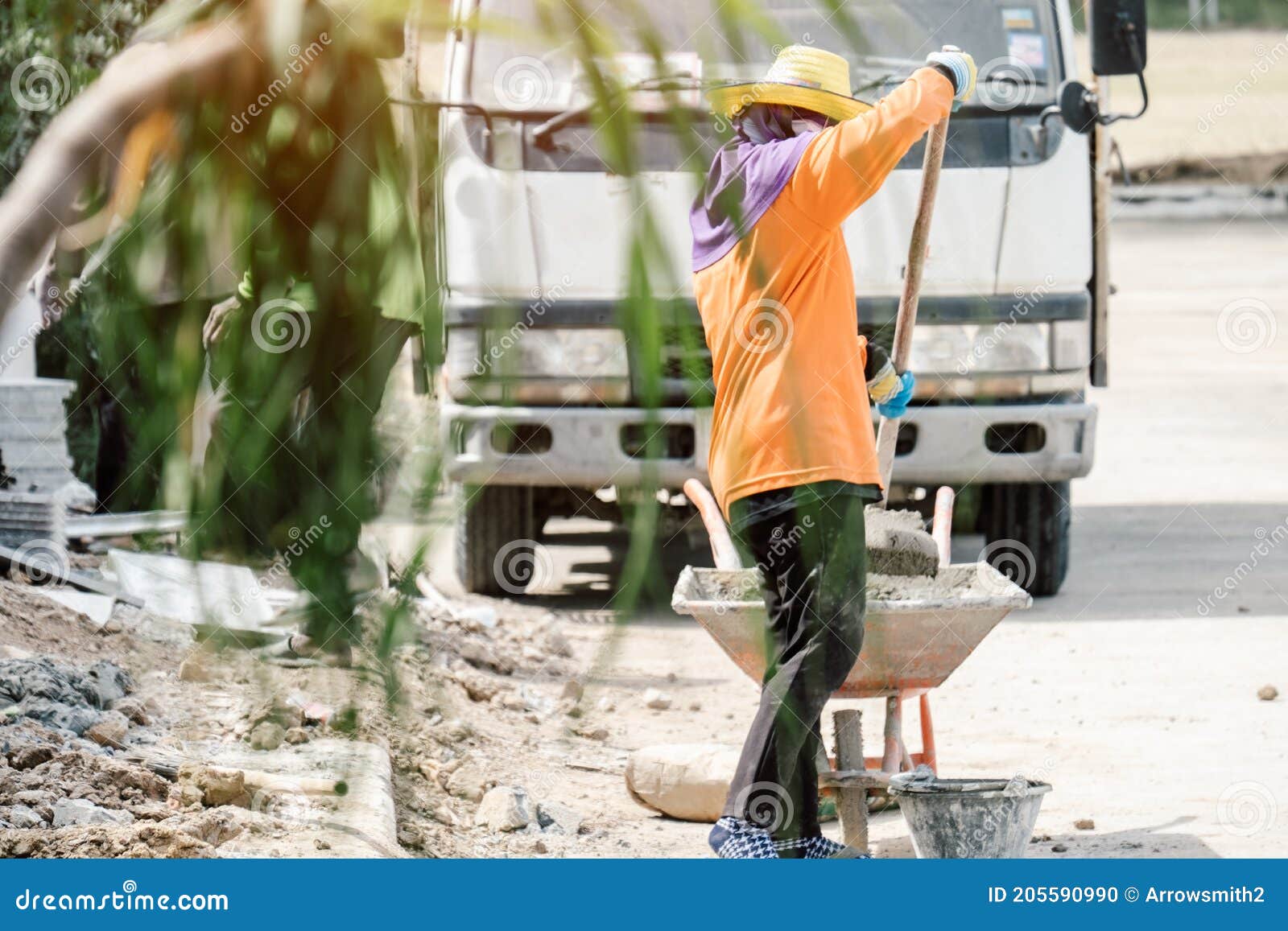 Construction Worker Working Hard in Construction Site Stock Photo ...
