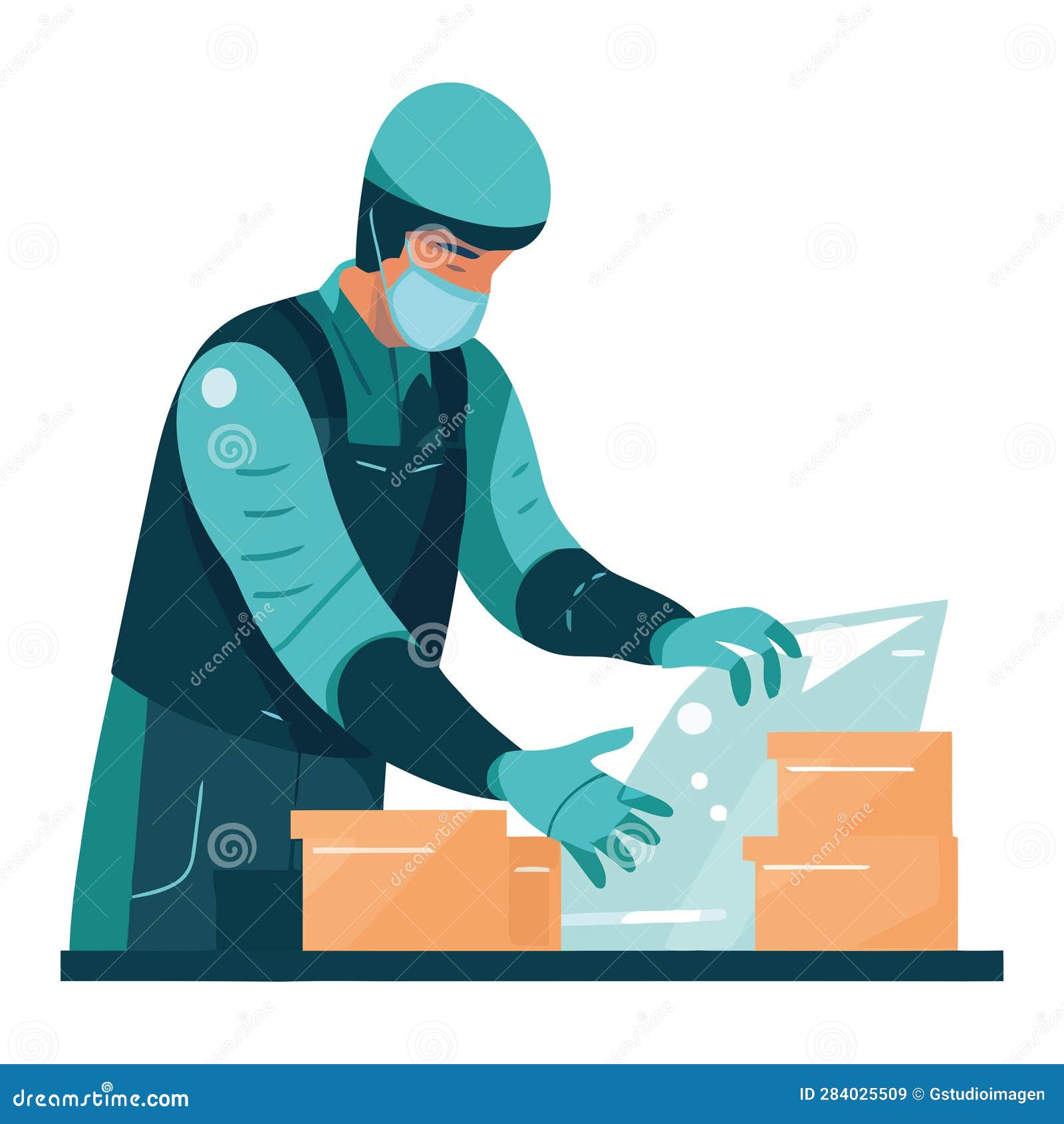 Construction Worker Working in Harmony Stock Vector - Illustration of ...