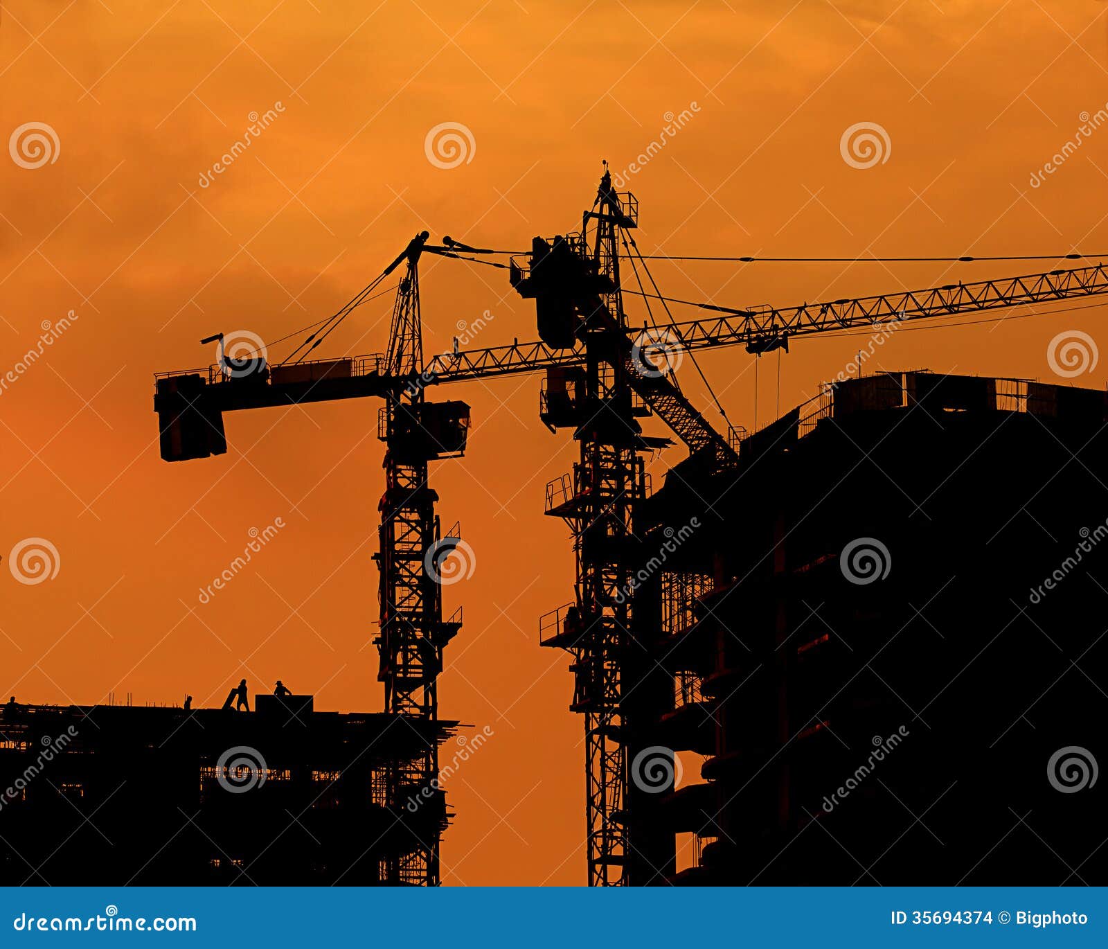 Construction Worker Working on a High Construction Site Stock Photo ...