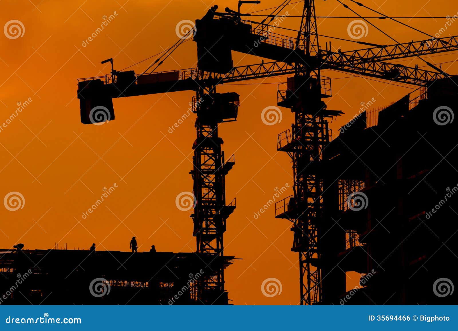 Construction Worker Working on a High Construction Site Stock Photo ...