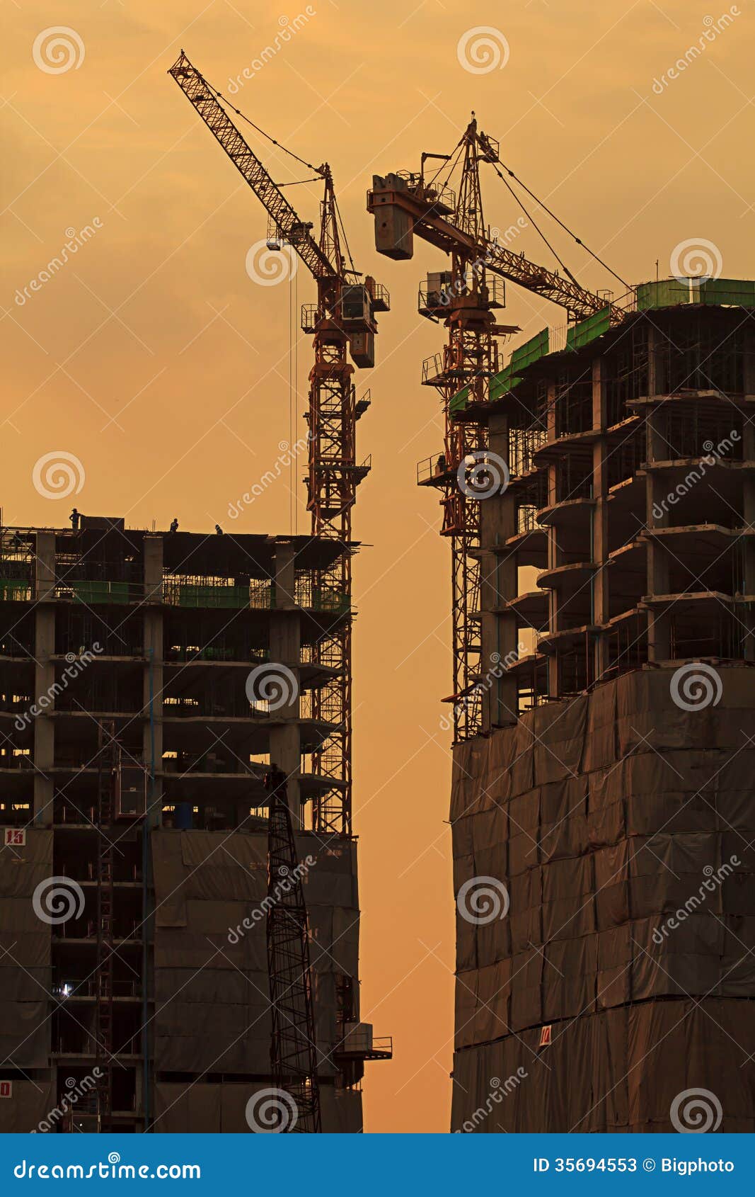 Construction Worker Working on a High Construction Site Stock Image ...
