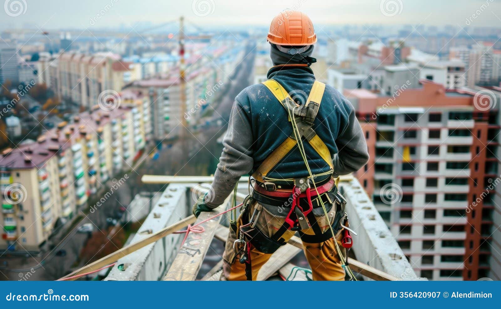 Construction Worker Working at High Place Stock Image - Image of ...