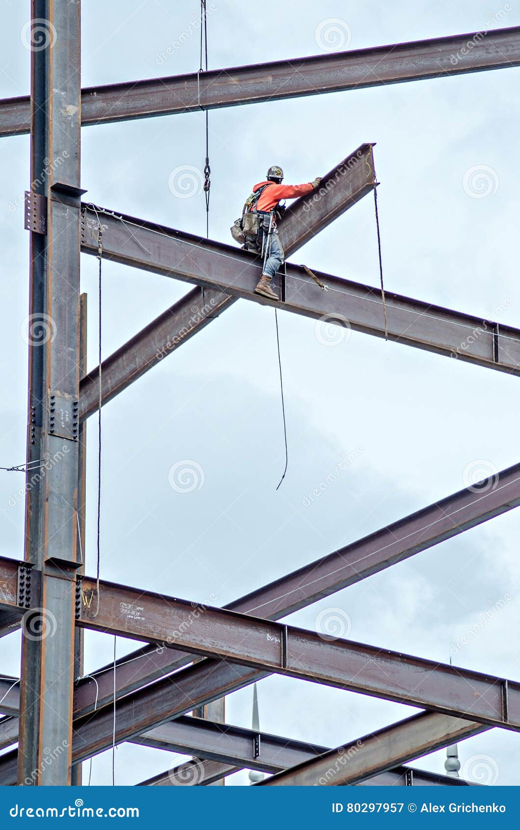 Construction Worker Working on Highrise Building Stock Image - Image of ...