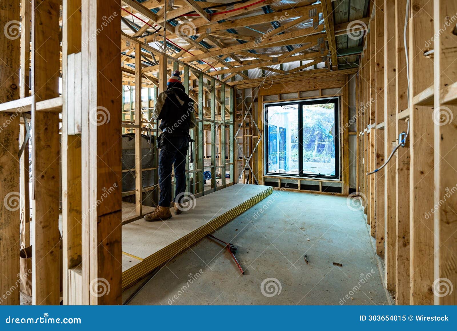 Construction Worker Working on a House Renovation and Extension ...