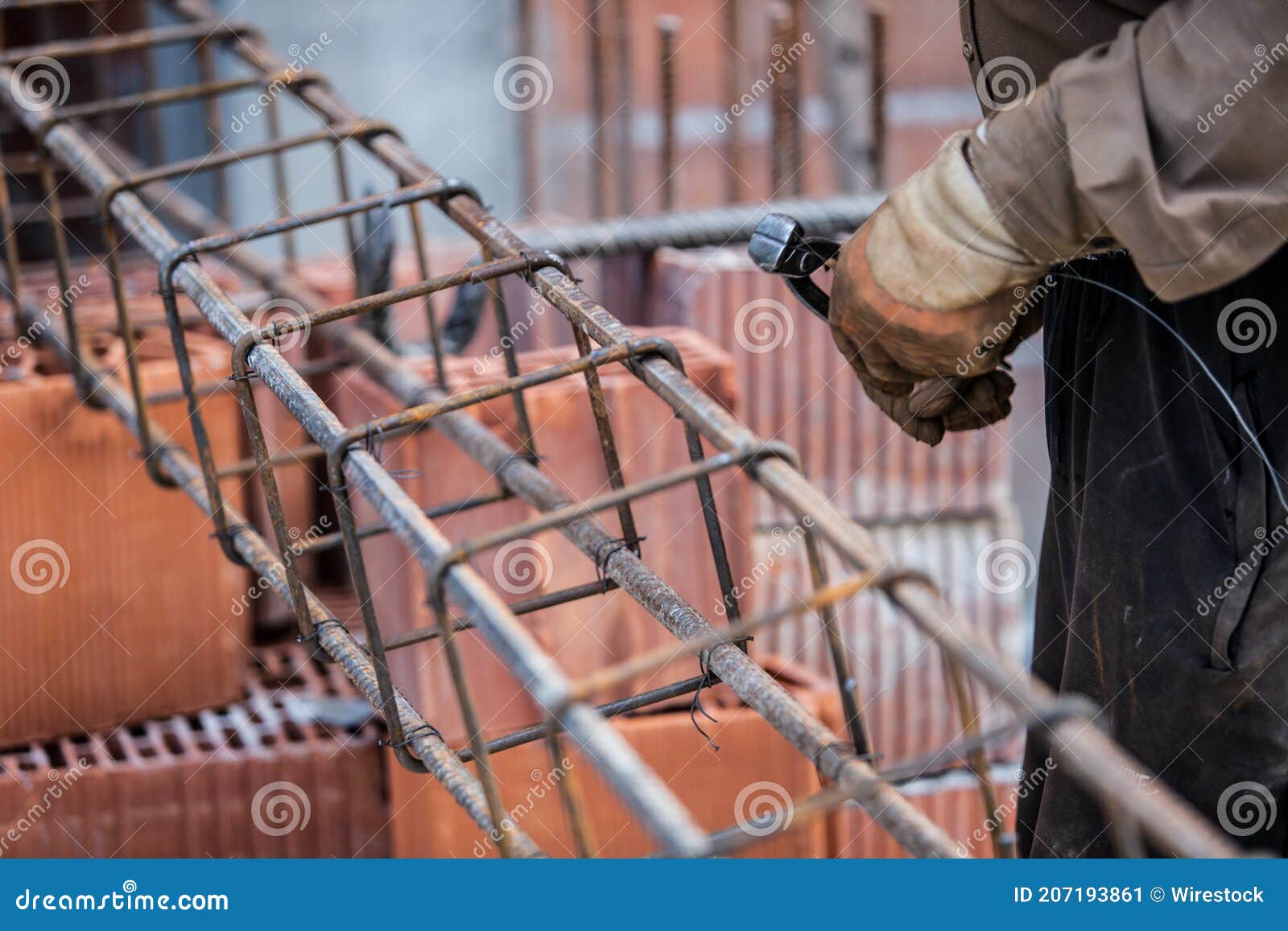Construction Worker Working on the Reinforcement Stock Image - Image of ...
