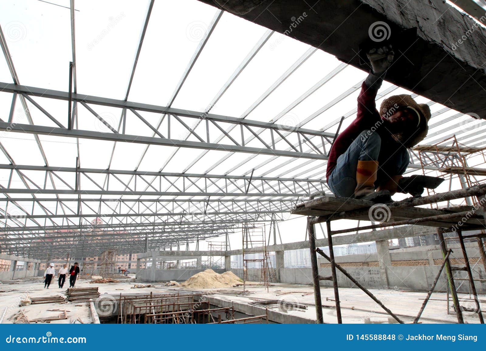 Construction Worker Working at Site Editorial Stock Photo - Image of ...