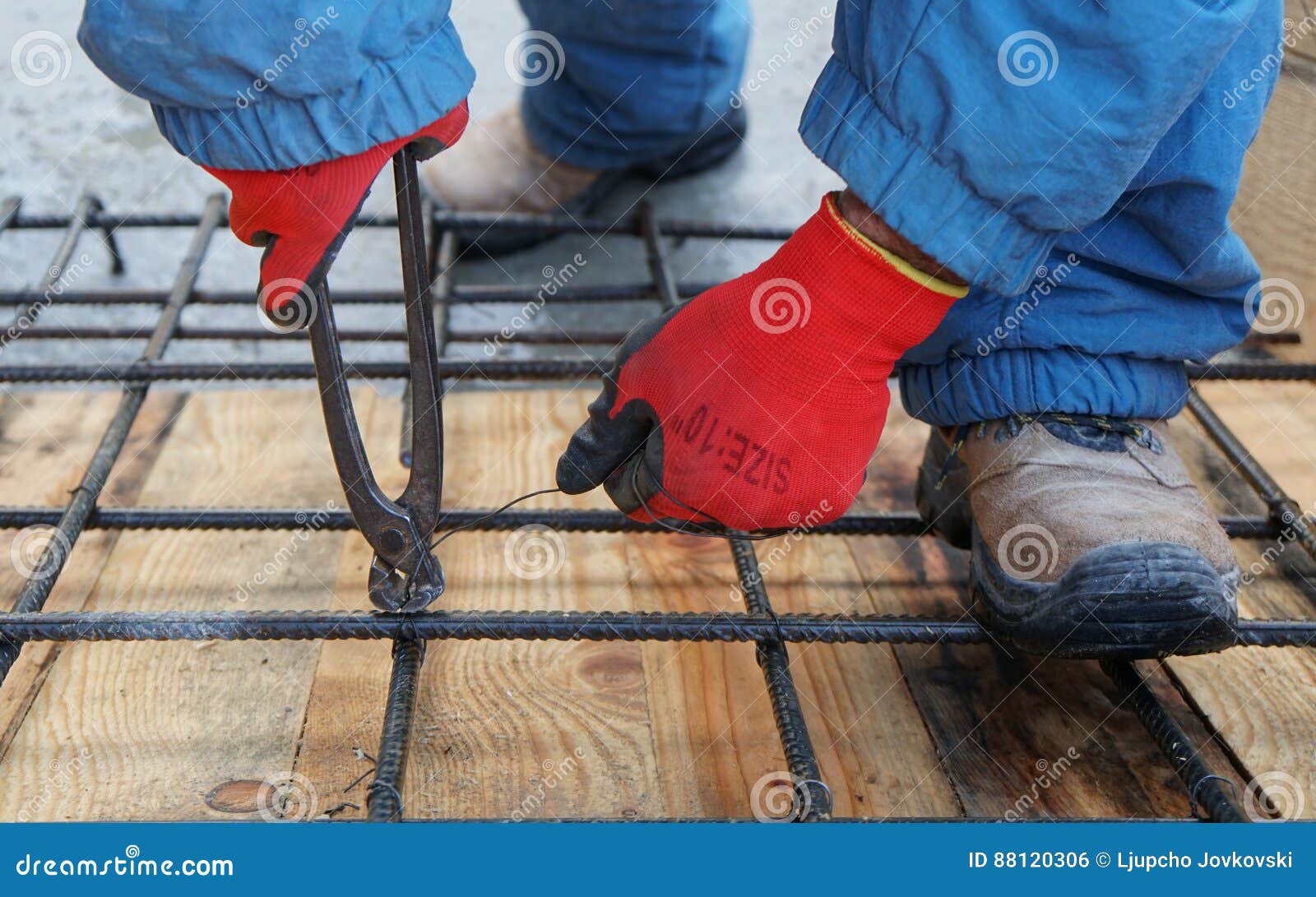 Construction Worker Working on Steel Rods Stock Photo - Image of ...