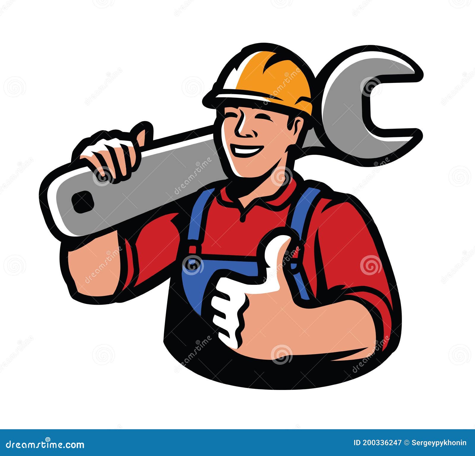 Construction Worker with Wrench. Repairs, Industry Vector Illustration ...