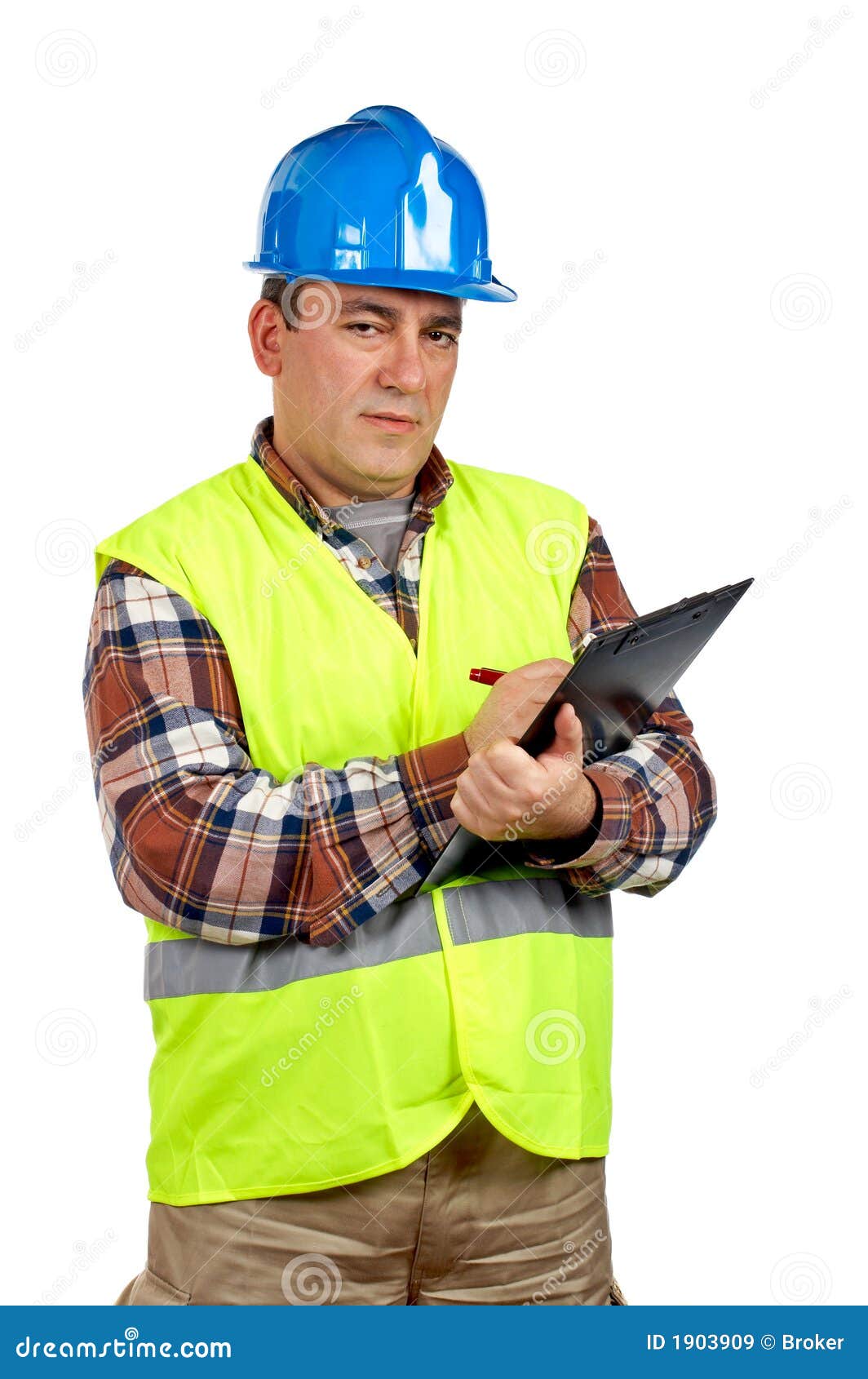 Construction Worker Writing Stock Image - Image of male, information ...