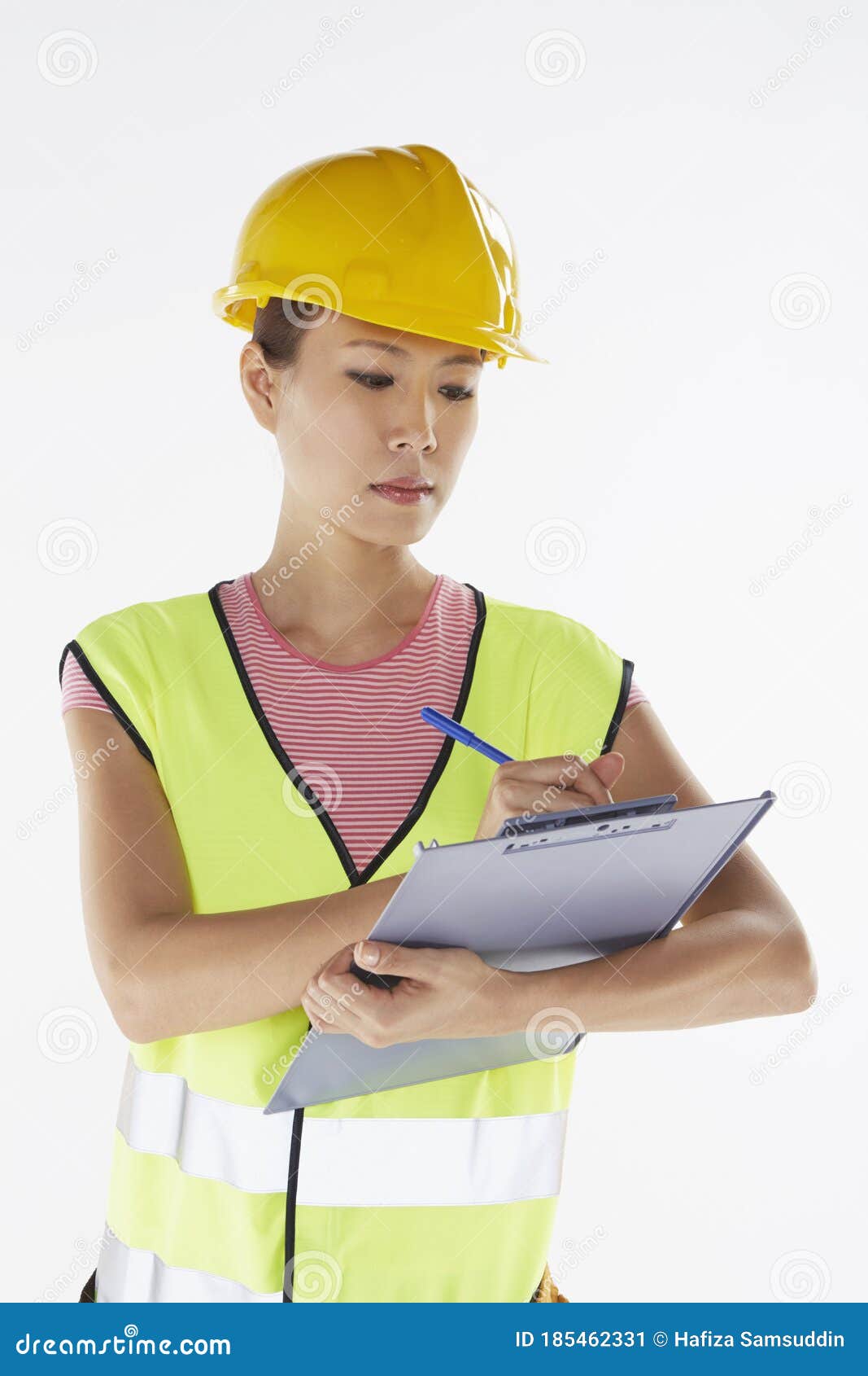 Construction Worker Writing Down Notes Stock Image - Image of ...