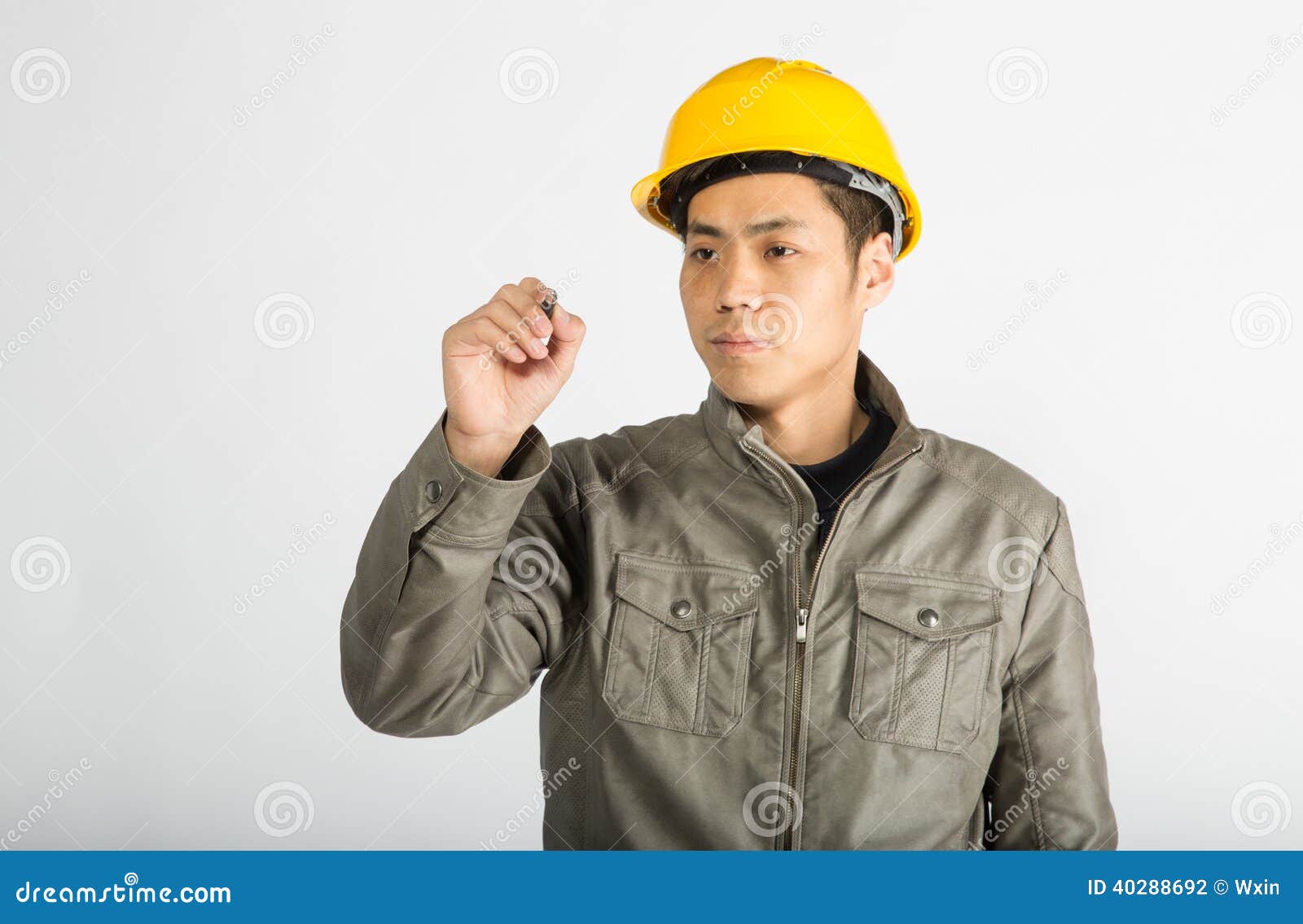 Construction Worker Writing Notes Stock Photo - Image of workwear ...