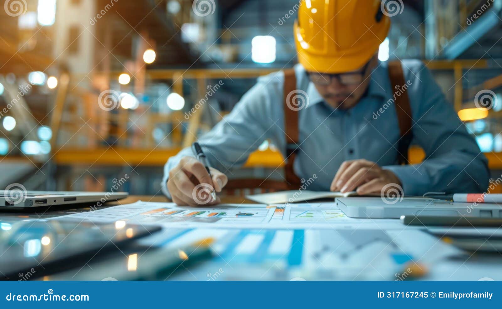 Construction Worker Writing on Paper Stock Image - Image of notes ...