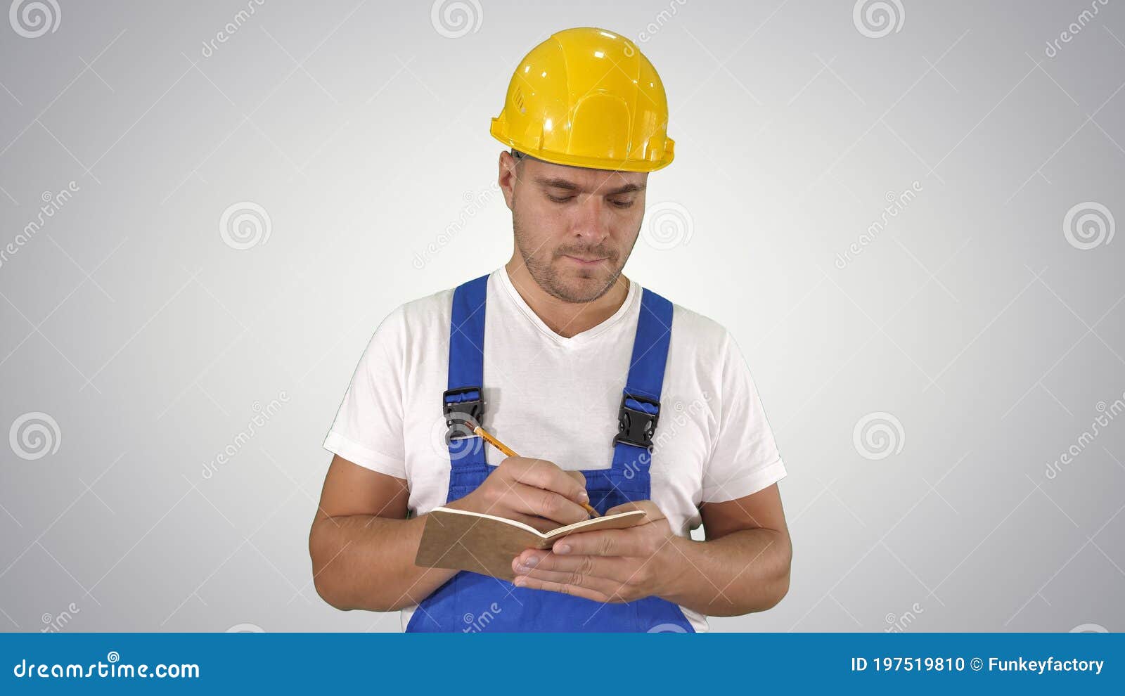 Construction Worker Writing To Do List or Checklist on Gradient Stock ...