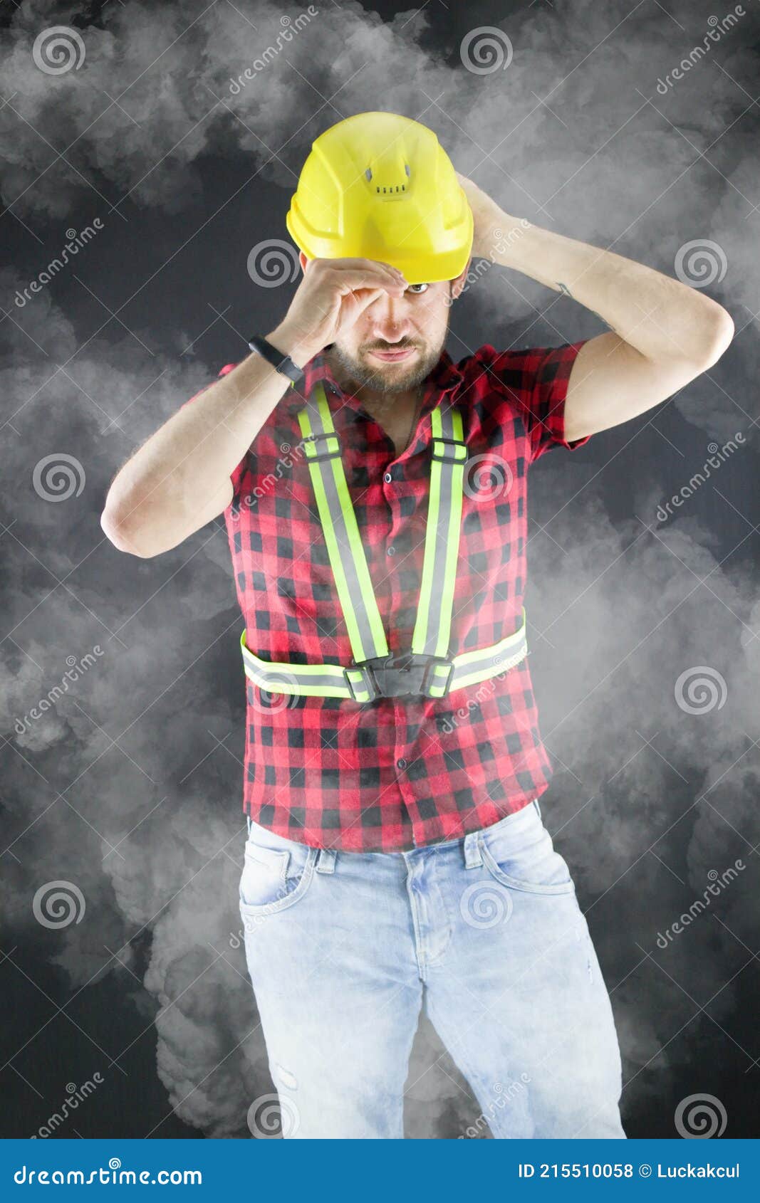 Construction Worker in a Dusty Environment. Stock Photo - Image of ...