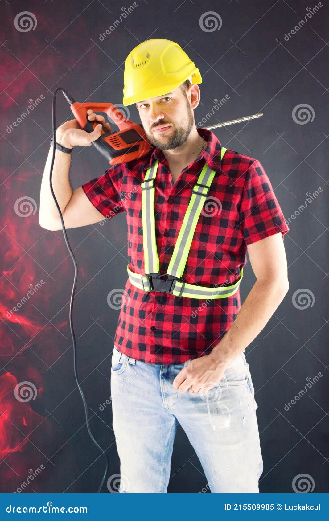 Construction Worker with Drilling and Demolition Hammer Stock Image ...