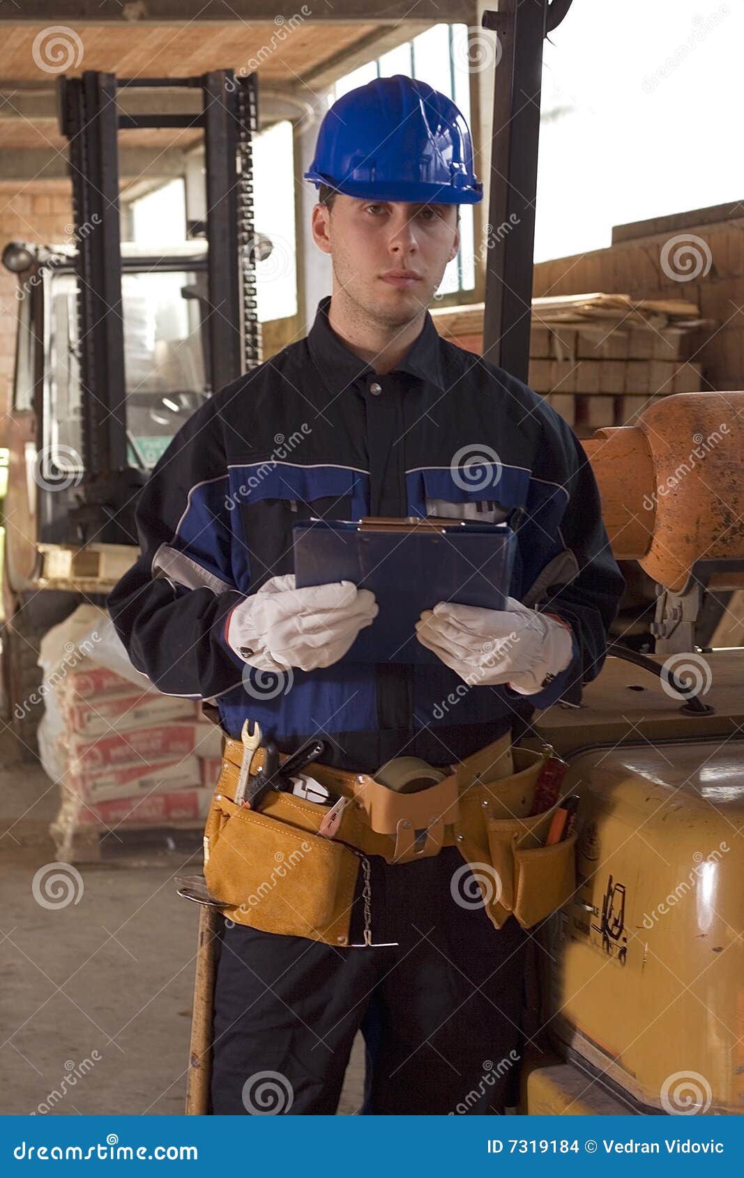 Construction Workerer Hold Check List Stock Photo - Image of check ...
