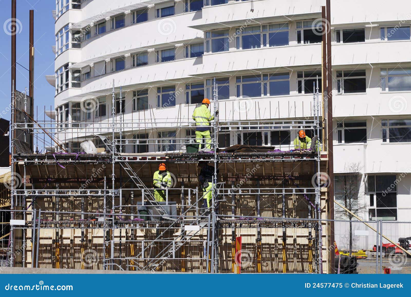Construction Workers in Action Stock Image - Image of hardhat, exterior ...