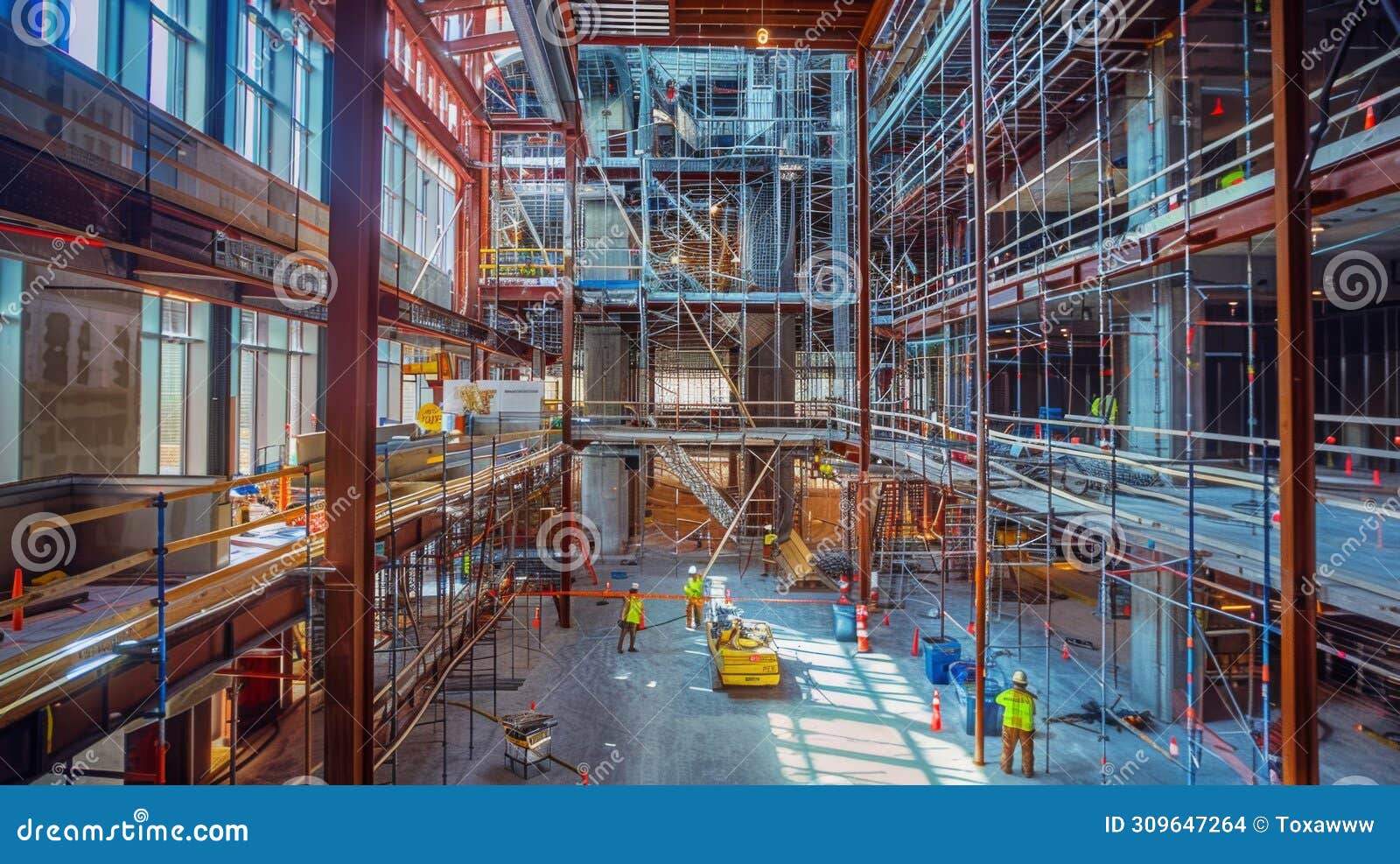 Construction Workers Active at a Busy Building Site Stock Photo - Image ...