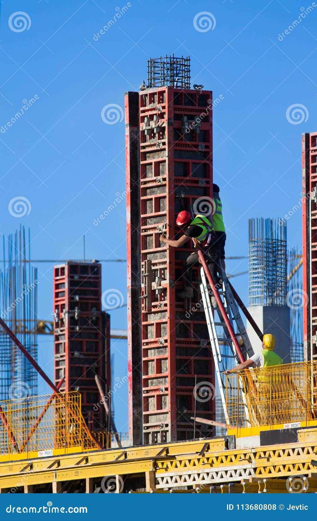 Construction Workers Installing Formwork on Site Editorial Stock Photo ...