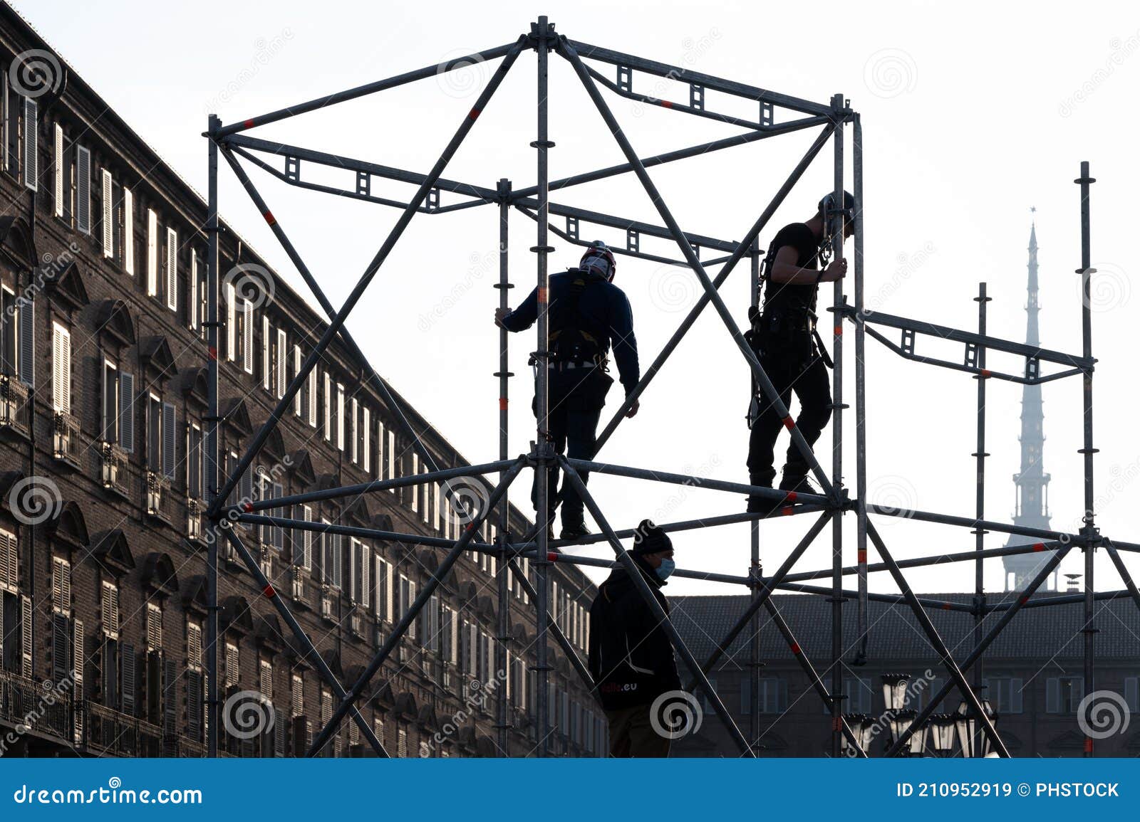 Construction Workers Assembling a Scaffold Editorial Stock Image ...