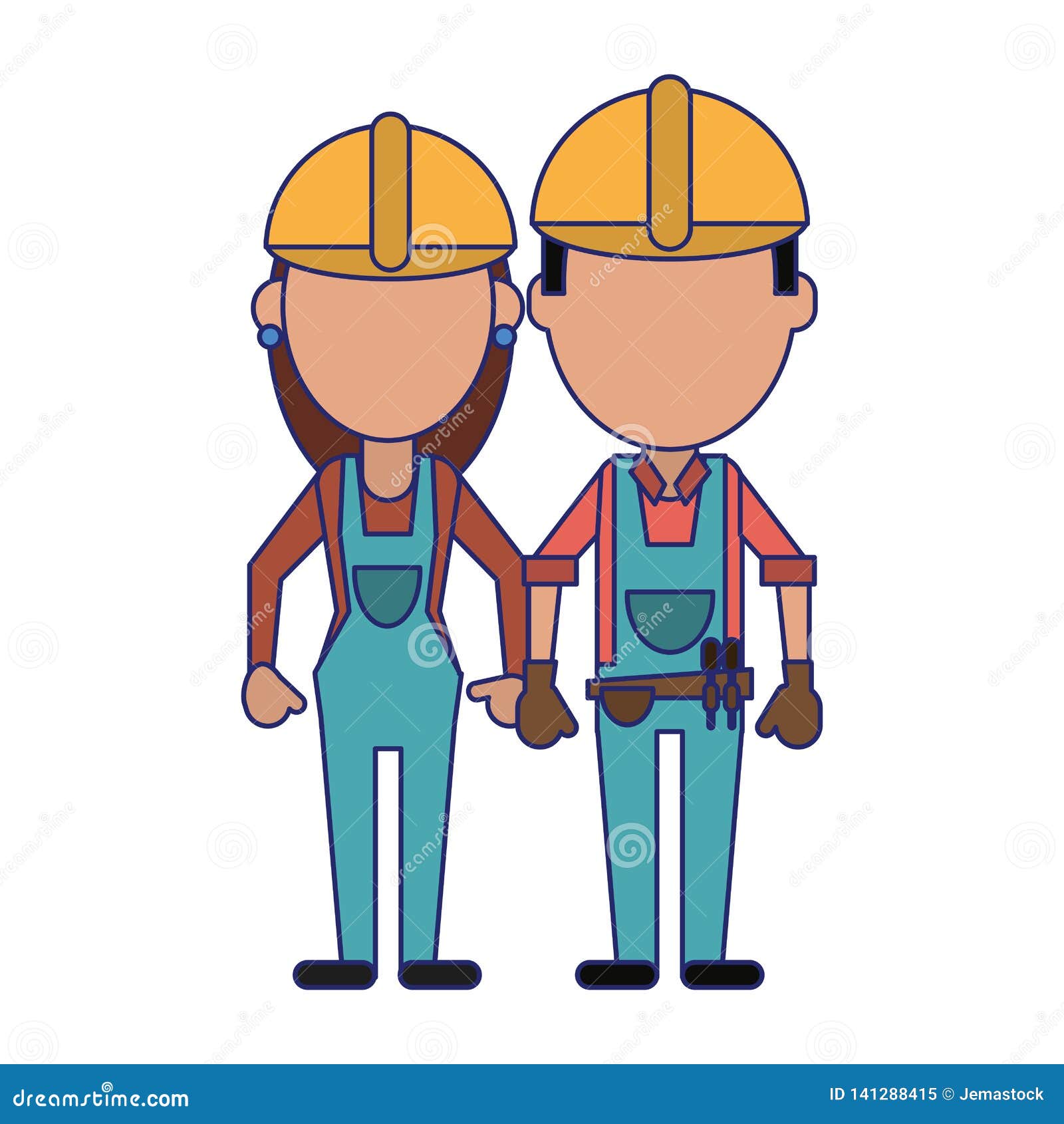 Construction Workers Avatars Stock Vector - Illustration of occupation ...