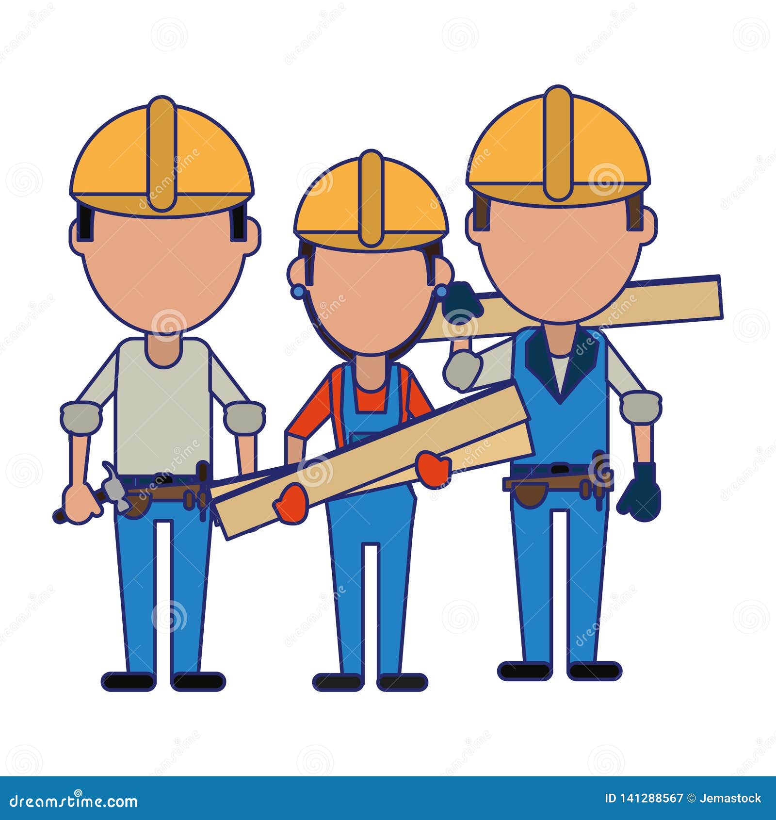 Construction Workers Avatars Stock Vector - Illustration of male ...