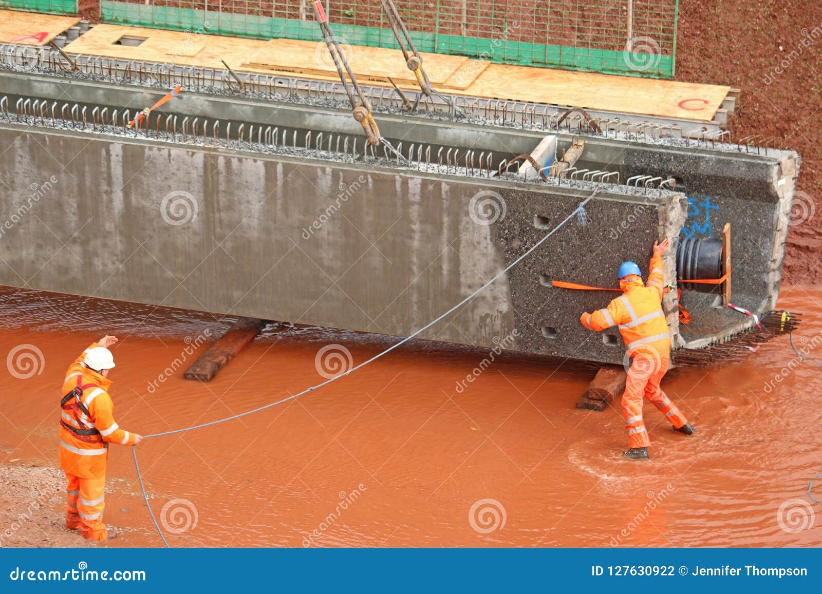 Construction Workers with a Bridge Beam Editorial Photography - Image ...