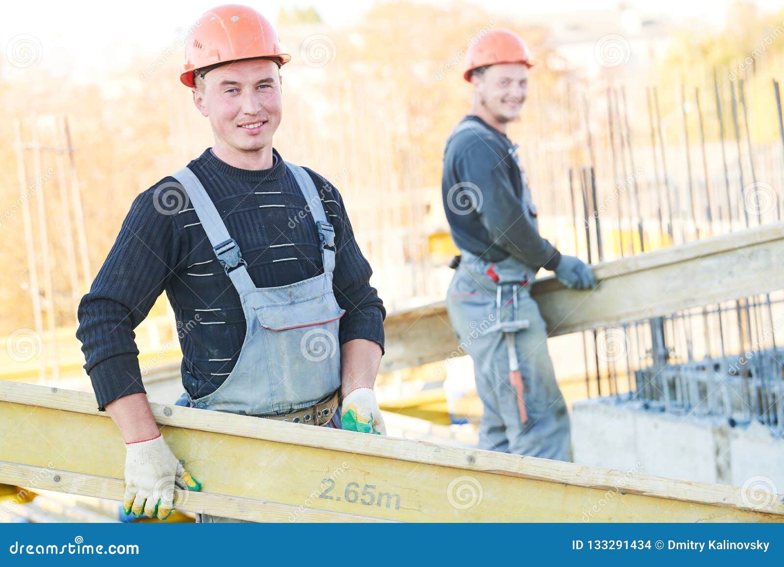 Construction Workers at Building Area Preparing Concrete Works Stock ...