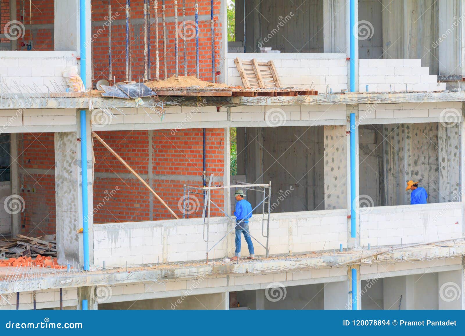 Construction Workers Building Develop of Housing at Laborer Work ...