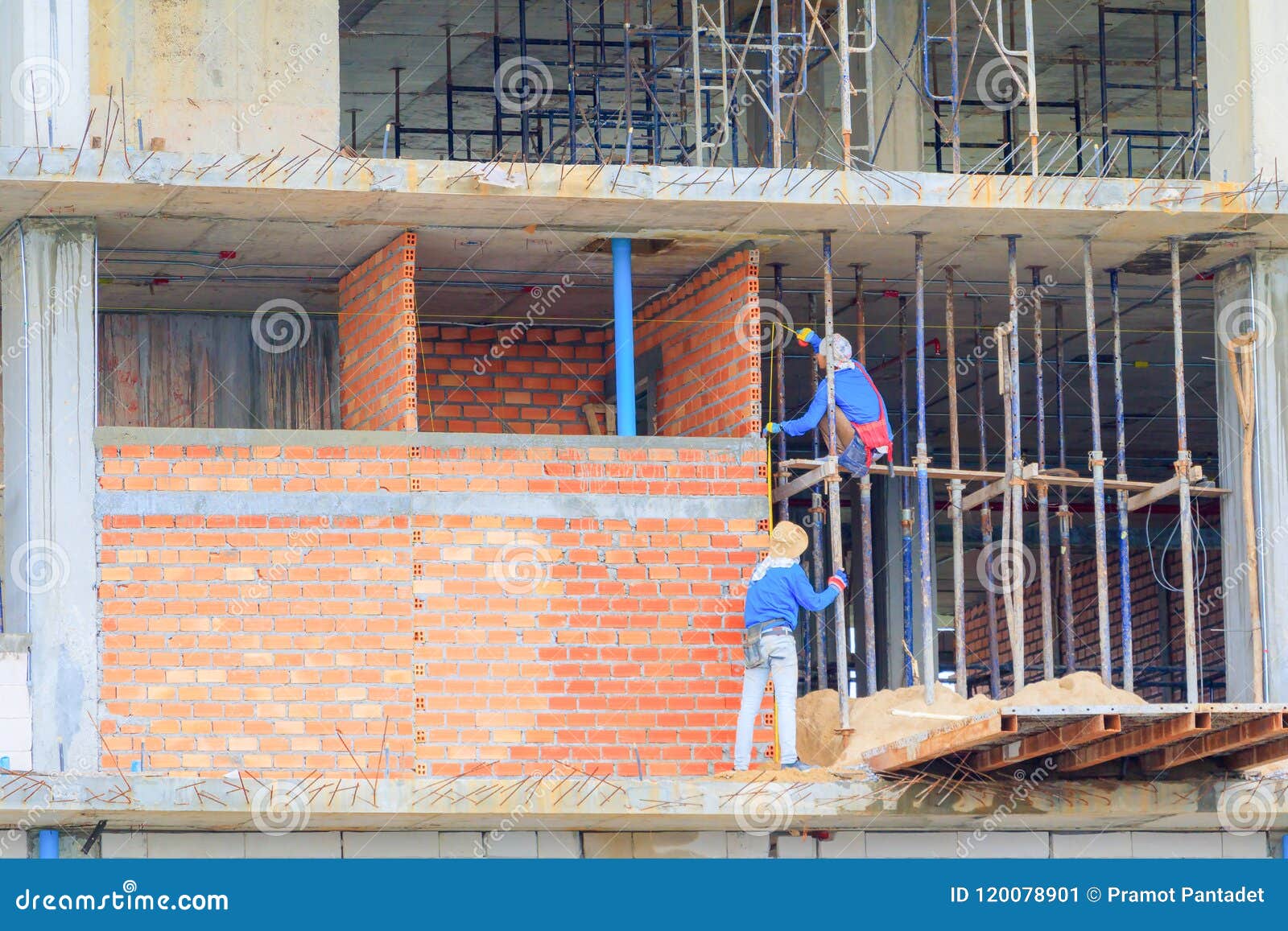 Construction Workers Building Develop of Housing at Laborer Work ...