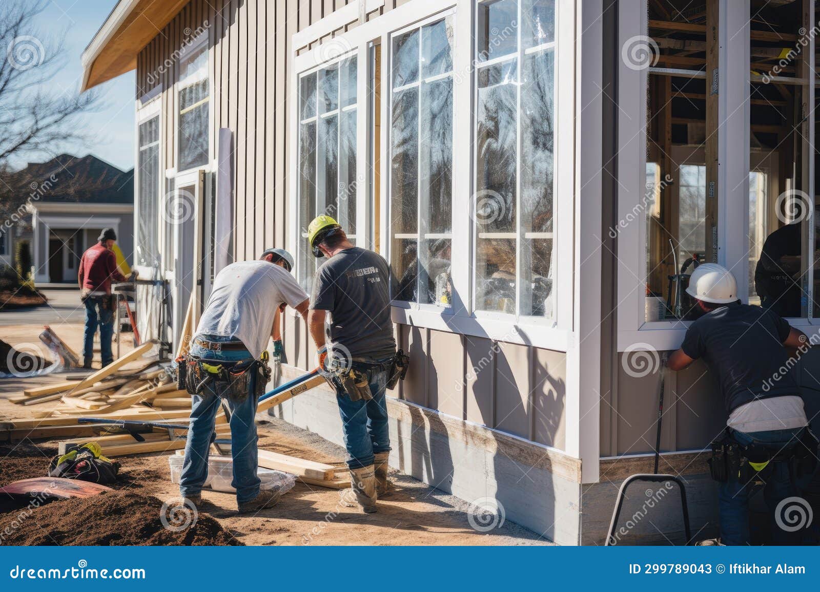 Construction Workers are Building a House on a New Residential ...