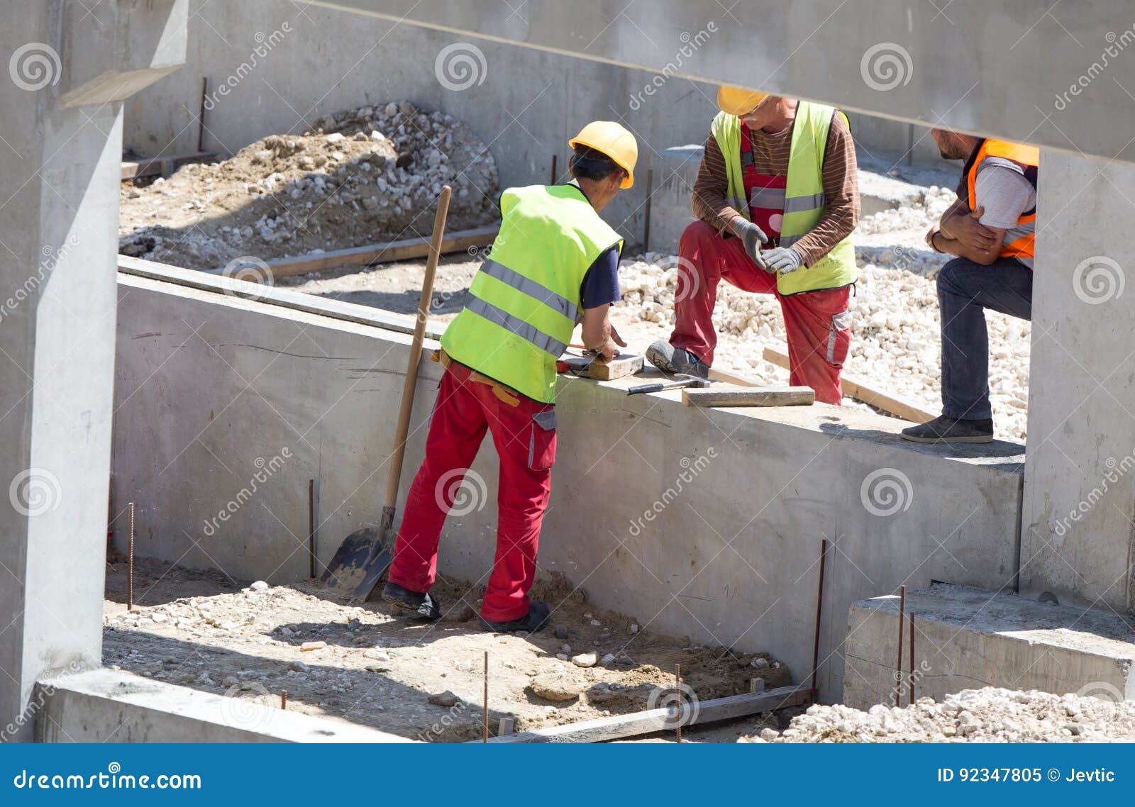 Construction Workers at Building Site Editorial Image - Image of ...
