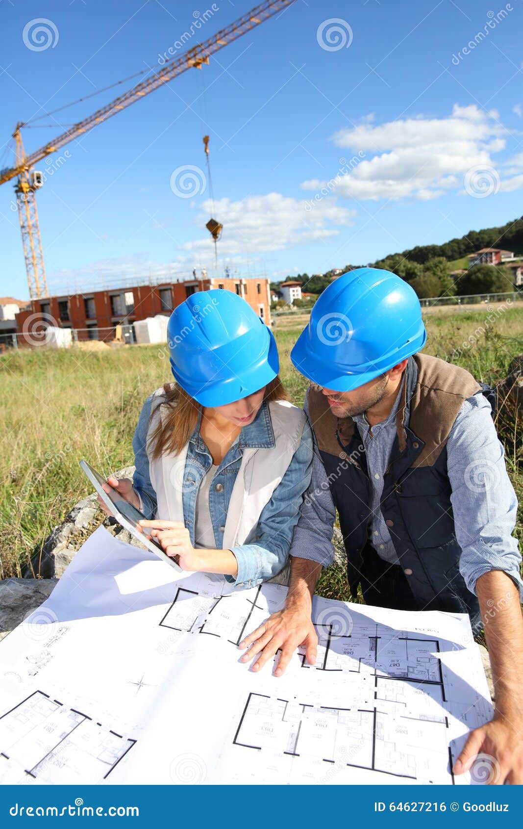 Construction Workers on Building Site Working Stock Photo - Image of ...
